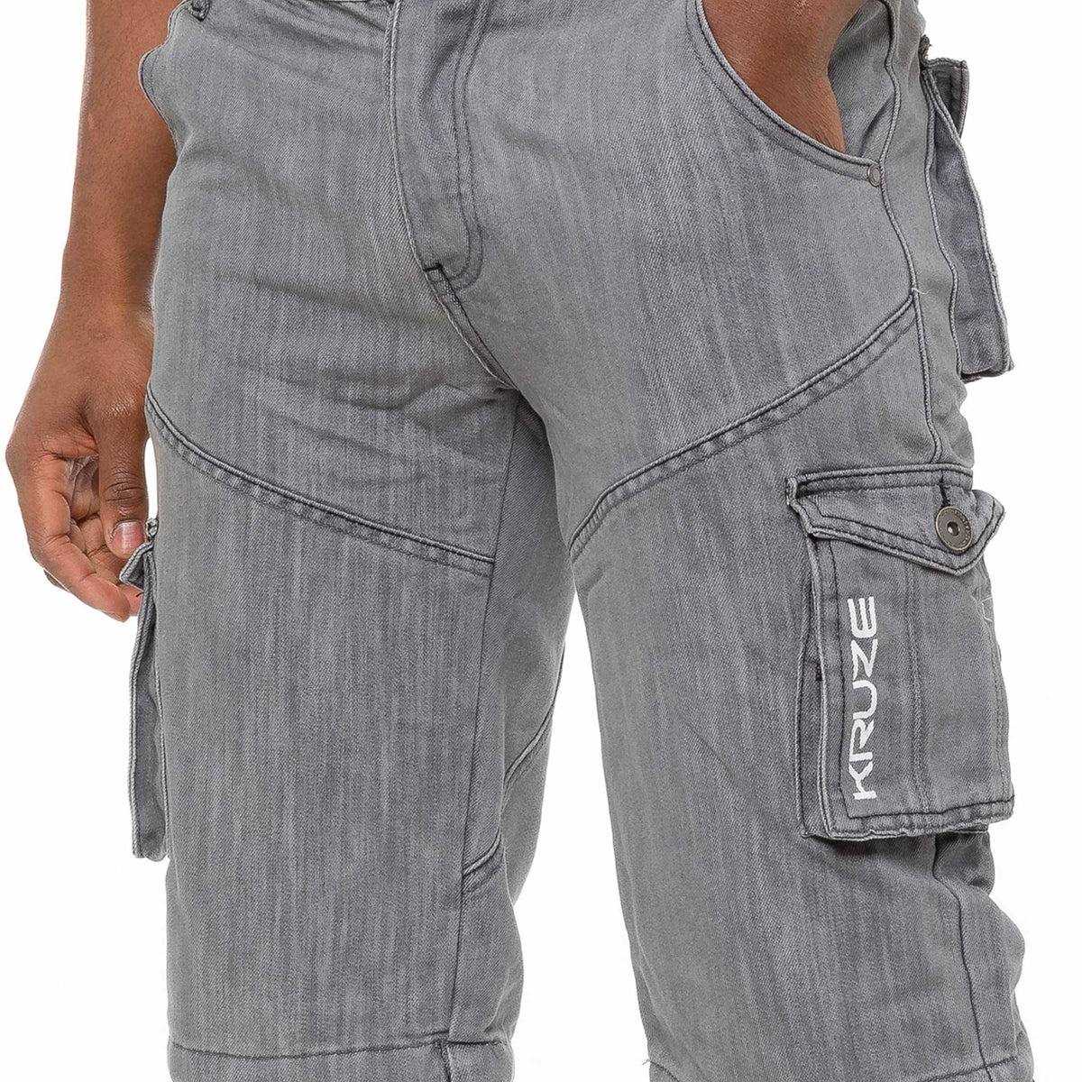 Wesley Mens Cargo Combat Denim Shorts - Grey – Kruze Clothing