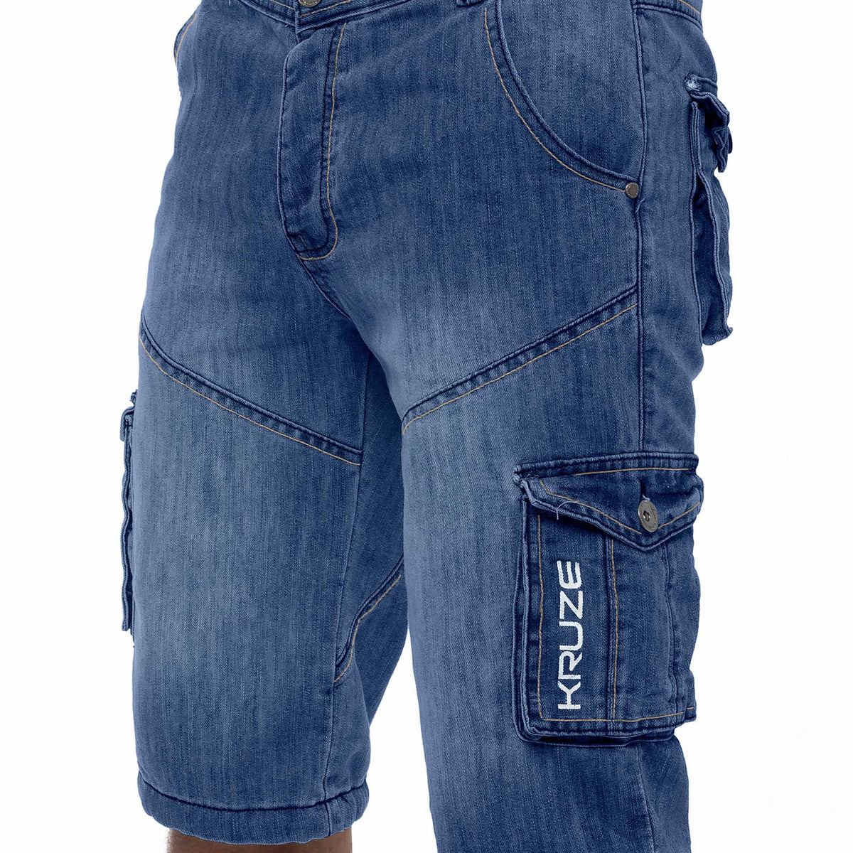 Wesley Mens Cargo Combat Denim Shorts - Blue – Kruze Clothing